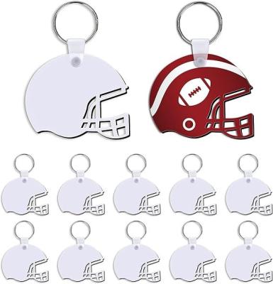 China Sublimation Football Helmet Mdf Keyring Blanks Double Sided Custom Wooden Keychain for sale