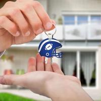 China Sublimation Football Helmet Mdf Keyring Blanks Double Sided Custom Wooden Keychain for sale