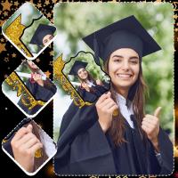 China Custom Graduation Fan Sublimation Blank Wood Paddle Photo Frame For DIY Graduation Grad Ceremony Senior Party for sale