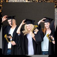 China Custom Graduation Fan Sublimation Blank Wood Paddle Photo Frame For DIY Graduation Grad Ceremony Senior Party for sale