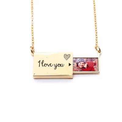 China Blank Metal Sublimation Drawer Necklace For Lovers Custom Memorial Necklace Unique Valentines Day Gifts for sale