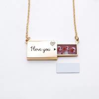 China Blank Metal Sublimation Drawer Necklace For Lovers Custom Memorial Necklace Unique Valentines Day Gifts for sale