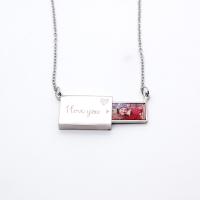 China Blank Metal Sublimation Drawer Necklace For Lovers Custom Memorial Necklace Unique Valentines Day Gifts for sale