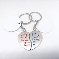 China Cute Blanks Metal Sublimation Love Keychain For Couples for sale