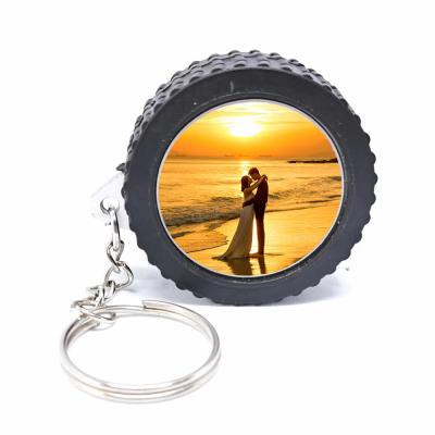 China Sublimation Blanks Wheel Rim Keychain Custom Photo Keychain for sale