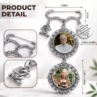 China Sublimation Blanks Graduation Photo Charm Memorial Keepsake Brooch Custom Wedding Bouquet Photo Charm for sale