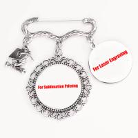 China Sublimation Blanks Graduation Photo Charm Memorial Keepsake Brooch Custom Wedding Bouquet Photo Charm for sale