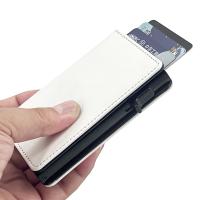 China Sublimation Pu Leather Card Holder Automatic Pop Up With Aluminum Alloy Card Slots for sale