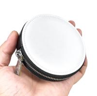 China Double-Sided Sublimation Blank Leather Coin Pouch Round Mini Earphone Storage Bag Small Change Pouch for sale