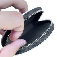 China Double-Sided Sublimation Blank Leather Coin Pouch Round Mini Earphone Storage Bag Small Change Pouch for sale