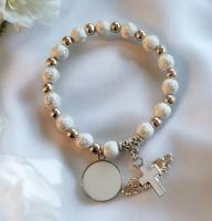 China Modern Sublimation Rosary Bracelet Blanks With Angel Cross For Anniversary Gifts for sale
