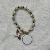 China Modern Sublimation Rosary Bracelet Blanks With Angel Cross For Anniversary Gifts for sale