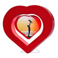 China Heart Shaped Sublimation Magnetic Levitating Picture Frame Double Sided Creative Birthday Gift Home Decor Wedding Family Photo Frame for sale