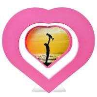China Heart Shaped Sublimation Magnetic Levitating Picture Frame Double Sided Creative Birthday Gift Home Decor Wedding Family Photo Frame for sale