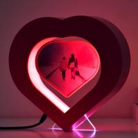 China Heart Shaped Sublimation Magnetic Levitating Picture Frame Double Sided Creative Birthday Gift Home Decor Wedding Family Photo Frame for sale