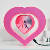China Heart Shaped Sublimation Magnetic Levitating Picture Frame Double Sided Creative Birthday Gift Home Decor Wedding Family Photo Frame for sale