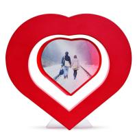 China Heart Shaped Sublimation Magnetic Levitating Picture Frame Double Sided Creative Birthday Gift Home Decor Wedding Family Photo Frame for sale