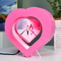 China Heart Shaped Sublimation Magnetic Levitating Picture Frame Double Sided Creative Birthday Gift Home Decor Wedding Family Photo Frame for sale