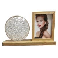 China Blank Sublimation Night Lamp Bamboo Photo Frame With USB For DIY Printing for sale