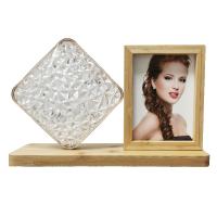 China Blank Sublimation Night Lamp Bamboo Photo Frame With USB For DIY Printing for sale