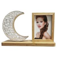 China Blank Sublimation Night Lamp Bamboo Photo Frame With USB For DIY Printing for sale