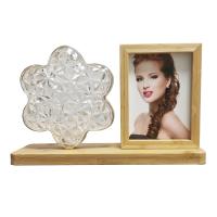 China Blank Sublimation Night Lamp Bamboo Photo Frame With USB For DIY Printing for sale