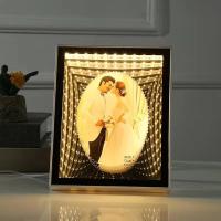 China Custom Sublimation Blank 3D LED Magic Mirror Photo Frame For Gifts Home Decoration for sale