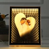 China Custom Sublimation Blank 3D LED Magic Mirror Photo Frame For Gifts Home Decoration for sale