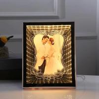 China Custom Sublimation Blank 3D LED Magic Mirror Photo Frame For Gifts Home Decoration for sale
