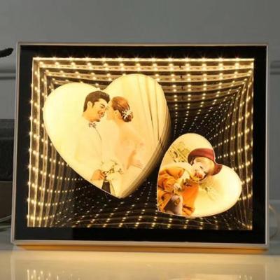 China Custom Sublimation Blank 3D LED Magic Mirror Photo Frame For Gifts Home Decoration for sale