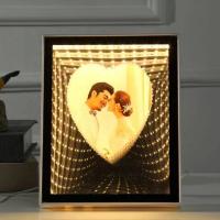 China Custom Sublimation Blank 3D LED Magic Mirror Photo Frame For Gifts Home Decoration for sale