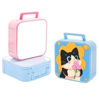 China Portable Food Grade Large Capacity Sublimation Plastic Lunch Box With Spoon And Fork For Kids Students Pink And Blue Color for sale