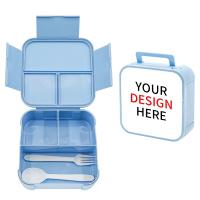 China Portable Food Grade Large Capacity Sublimation Plastic Lunch Box With Spoon And Fork For Kids Students Pink And Blue Color for sale