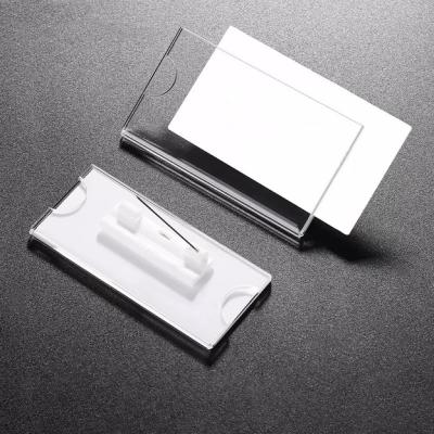 China Various Sizes Plastic Cover Sublimation White Aluminum Name Tag Blanks Custom Metal Name Badges Employee Pin for sale