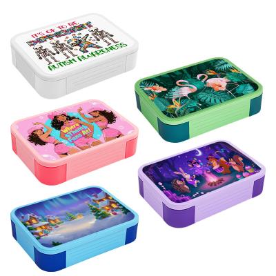 China Multiple Partitions Food-Grade Sublimation Plastic Lunch Boxes For Kids Printable Sublimation Blanks Picnic Box Food Storage Container for sale