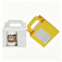 China Sublimation Cardboard 11oz Mug Gift Box Custom Packaging Boxes With Window White Gold Color for sale