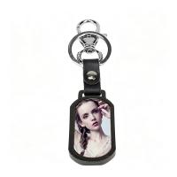 China Sublimation Metal Keychain Blanks With Leather Connectors for sale
