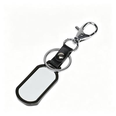 China Sublimation Metal Keychain Blanks With Leather Connectors for sale