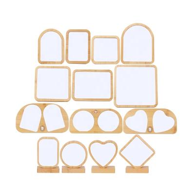 China Sublimation Bamboo Picture Frames Home DIY Design Aluminium Disc Photo Slate Custom Bamboo Frame for sale