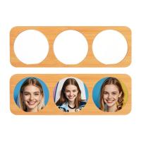 China Sublimation Bamboo Photo Frame With 3 Photo Slots Blanks For Christmas Festival Home Office Gift Shop Decor for sale