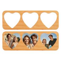 China Sublimation Bamboo Photo Frame With 3 Photo Slots Blanks For Christmas Festival Home Office Gift Shop Decor for sale