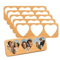 China Sublimation Bamboo Photo Frame With 3 Photo Slots Blanks For Christmas Festival Home Office Gift Shop Decor for sale