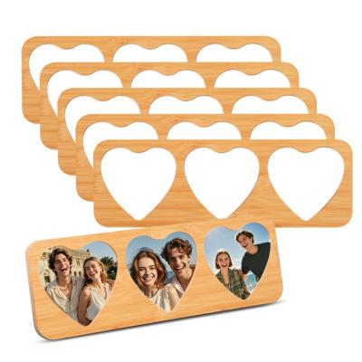 China Sublimation Bamboo Photo Frame With 3 Photo Slots Blanks For Christmas Festival Home Office Gift Shop Decor for sale