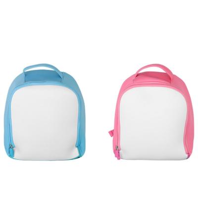 China Pink Blue Neoprene Fabric Blank Sublimation School Bag For Children Custom Printing Kids Bags Backpacks for sale