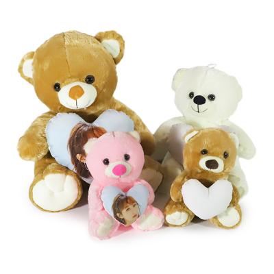 China Custom Colorful Teddy Bear Sublimation Blank Printable Teddy Bear T-Shirt With Heart Pillow For Gifts Birthday Valentine'S Day for sale