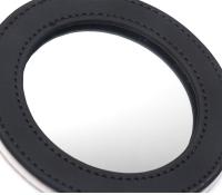 China Portable Round Anti Drop Sublimation Leather Wrapped Makeup Mirror Personalized Printing Colored Images And Logos for sale