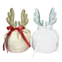 China Customized DIY Drawstring Velet Sublimation Blank Christmas Gift Bags With Deer Ear Reusable Pouch For Candy for sale