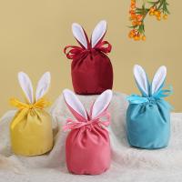 China Blank Sublimation Velvet Easter Bunny Bag Candy Pouch Party Gifts for sale