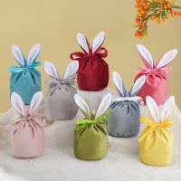 China Blank Sublimation Velvet Easter Bunny Bag Candy Pouch Party Gifts for sale