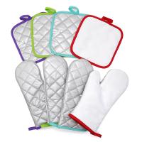 China Blank Colored Polyester Oven Mitts Sublimation Personalized Pot Holders Oven Mitts for sale